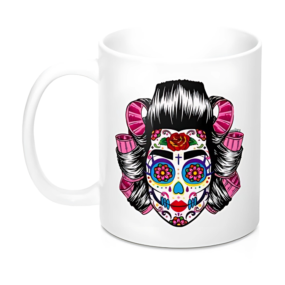 Scouse Bird Sugar Skull In Rollers Mug | Funny & Unique Scouse Mugs ...