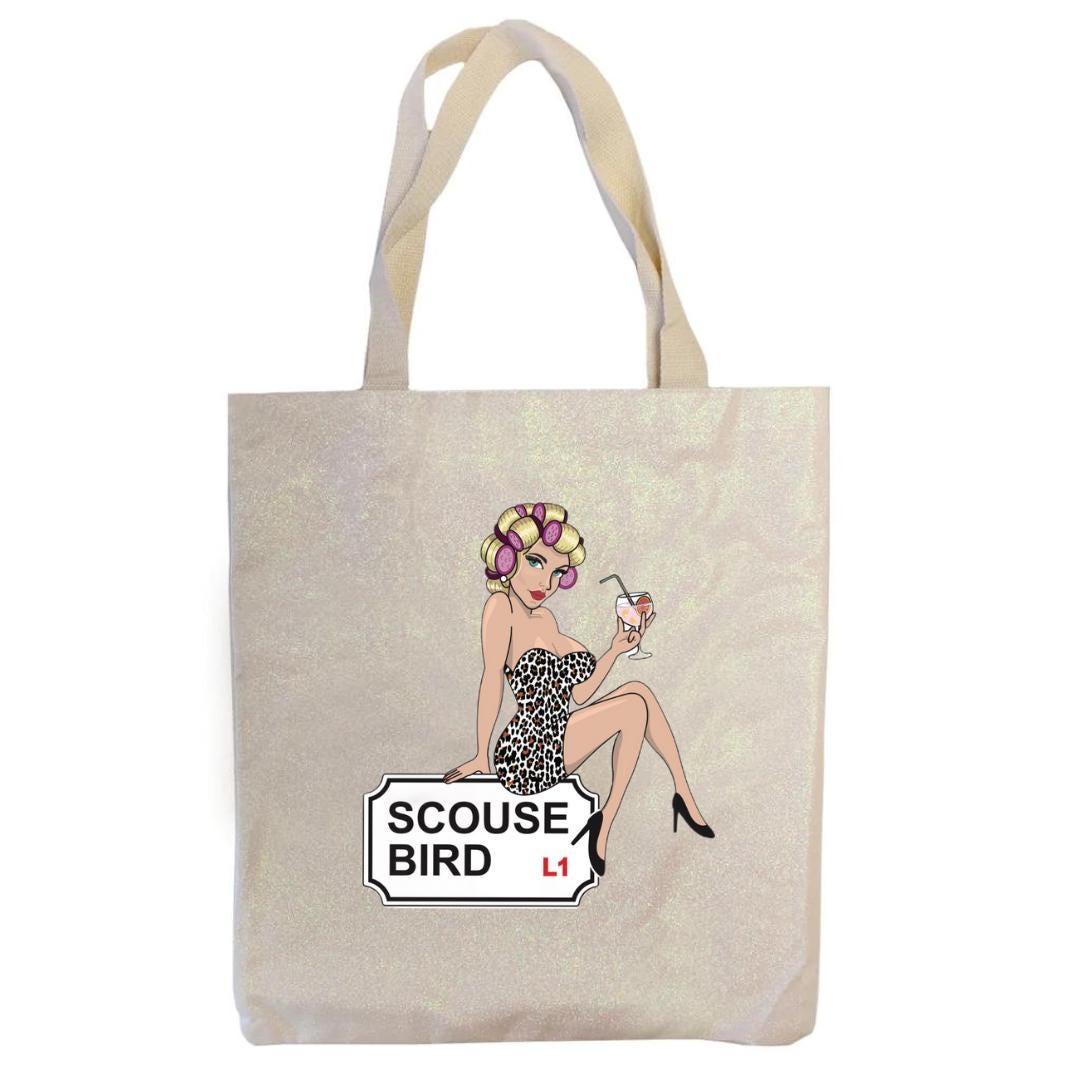 Scouse Bird Logo Glitter Tote Bag | Unique Scouse Gifts & Liverpool ...