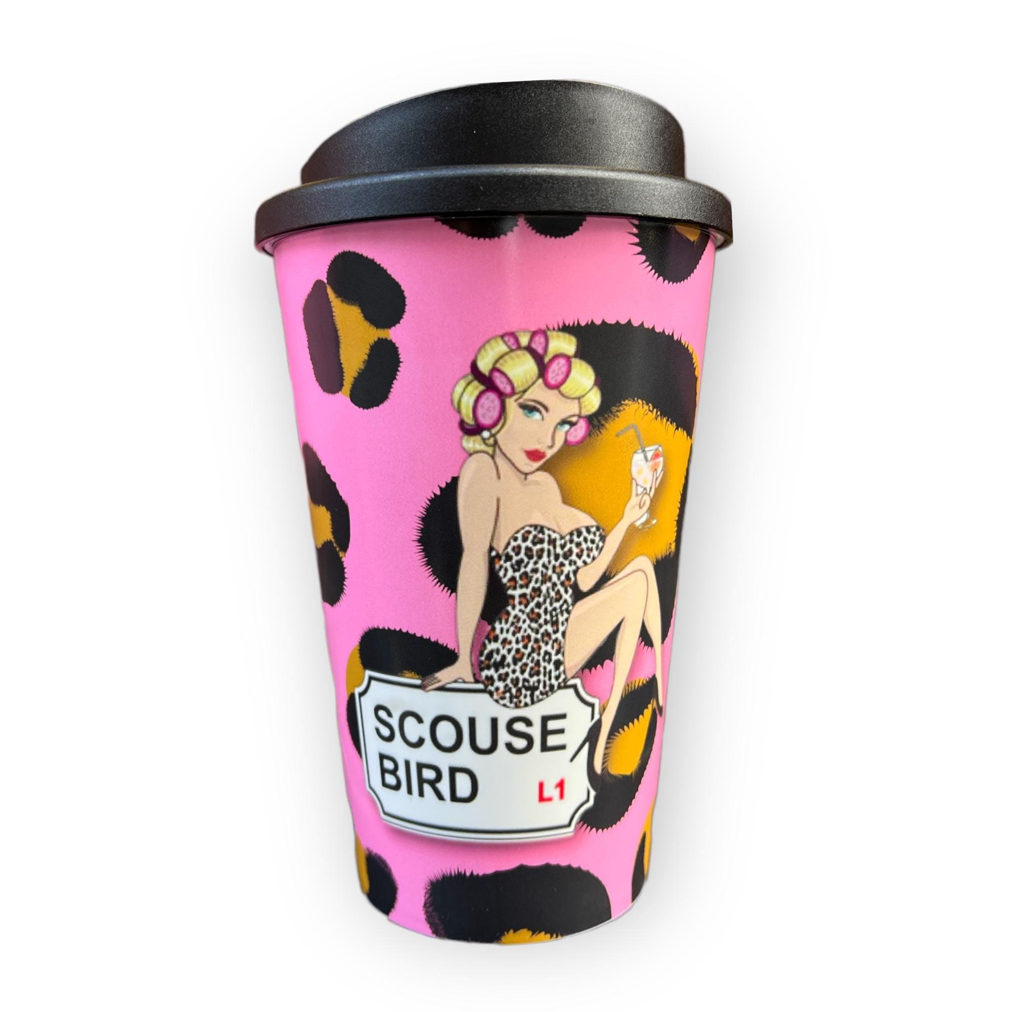 Scouse Bird Pink Leopard Print Travel Mug - Personalisable | Funny ...