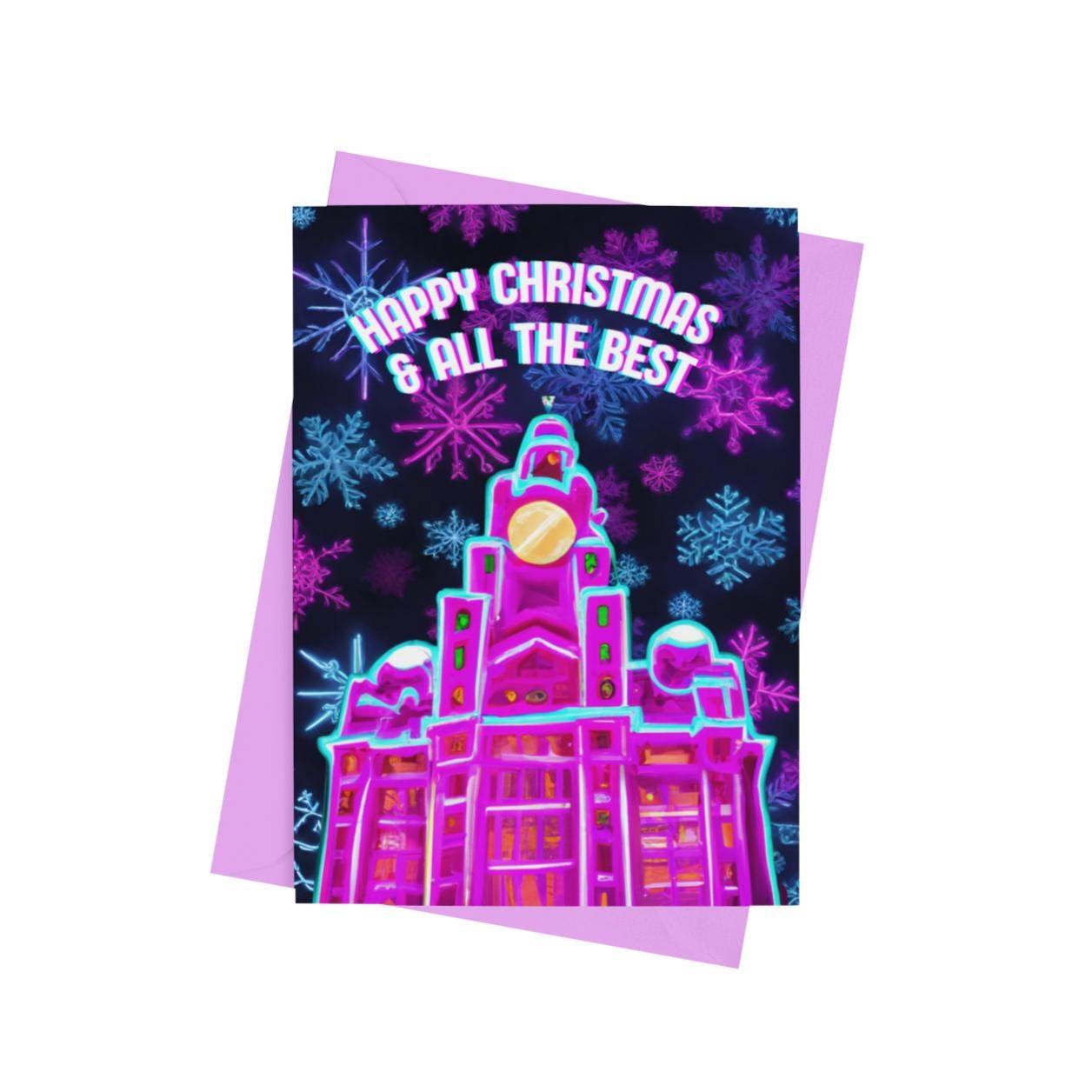 Neon Liver Building Christmas Card | Funny Cards – The Scouse Bird Shop